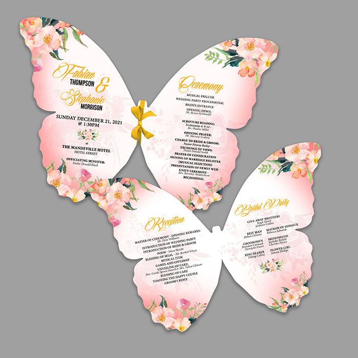 Butterfly Shaped Wedding Programs