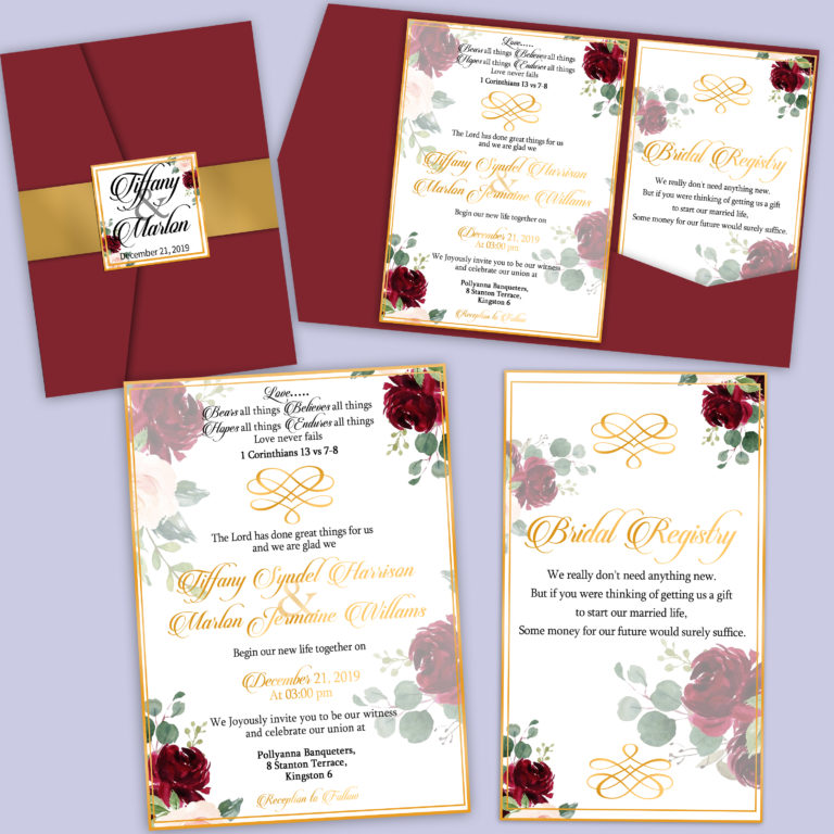 1 Fold Wedding Invitations Classy Black And Red Folded Wedding