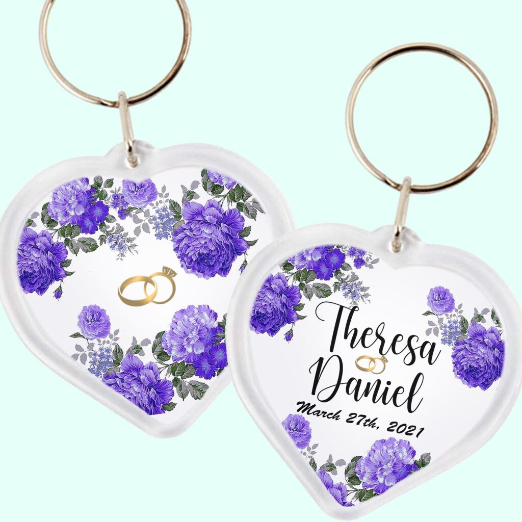 Heart Acrylic Wedding Keyring - Stewy's Greetings