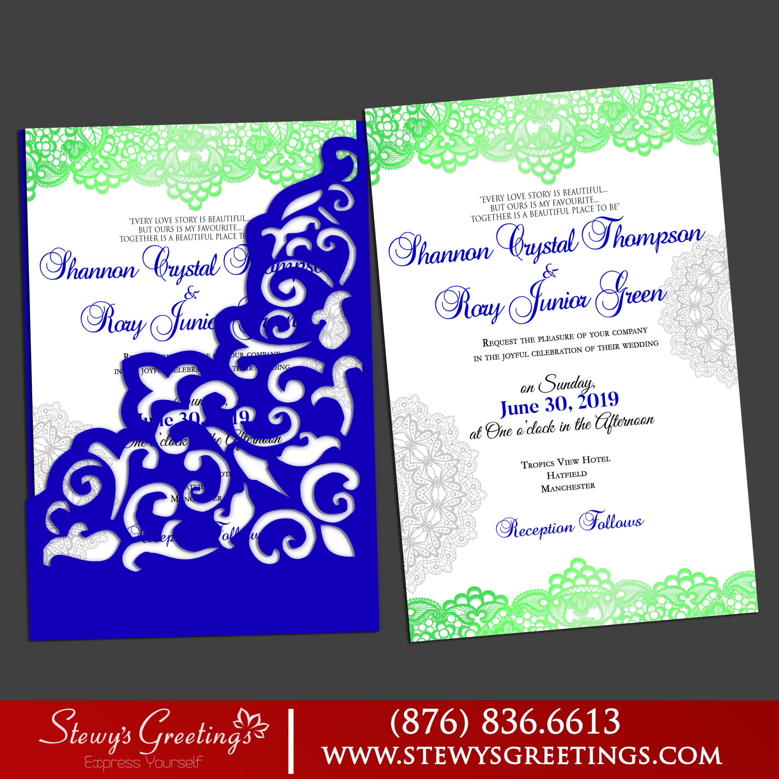 Pocket Die Cut Wedding Invitations - Stewy's Greetings