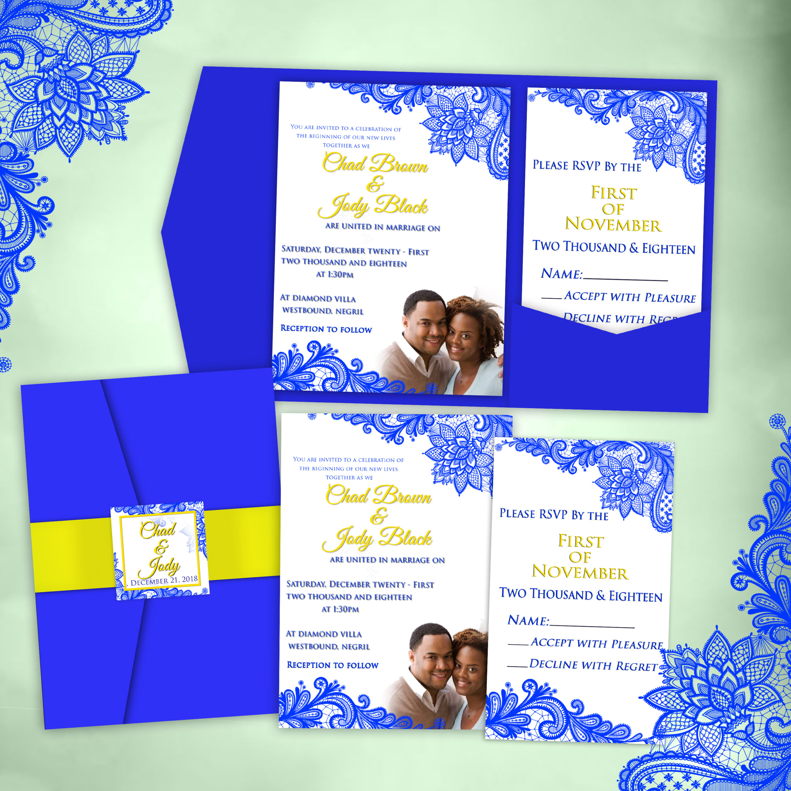 Pocket Fold Wedding Invitation - Stewy's Greetings