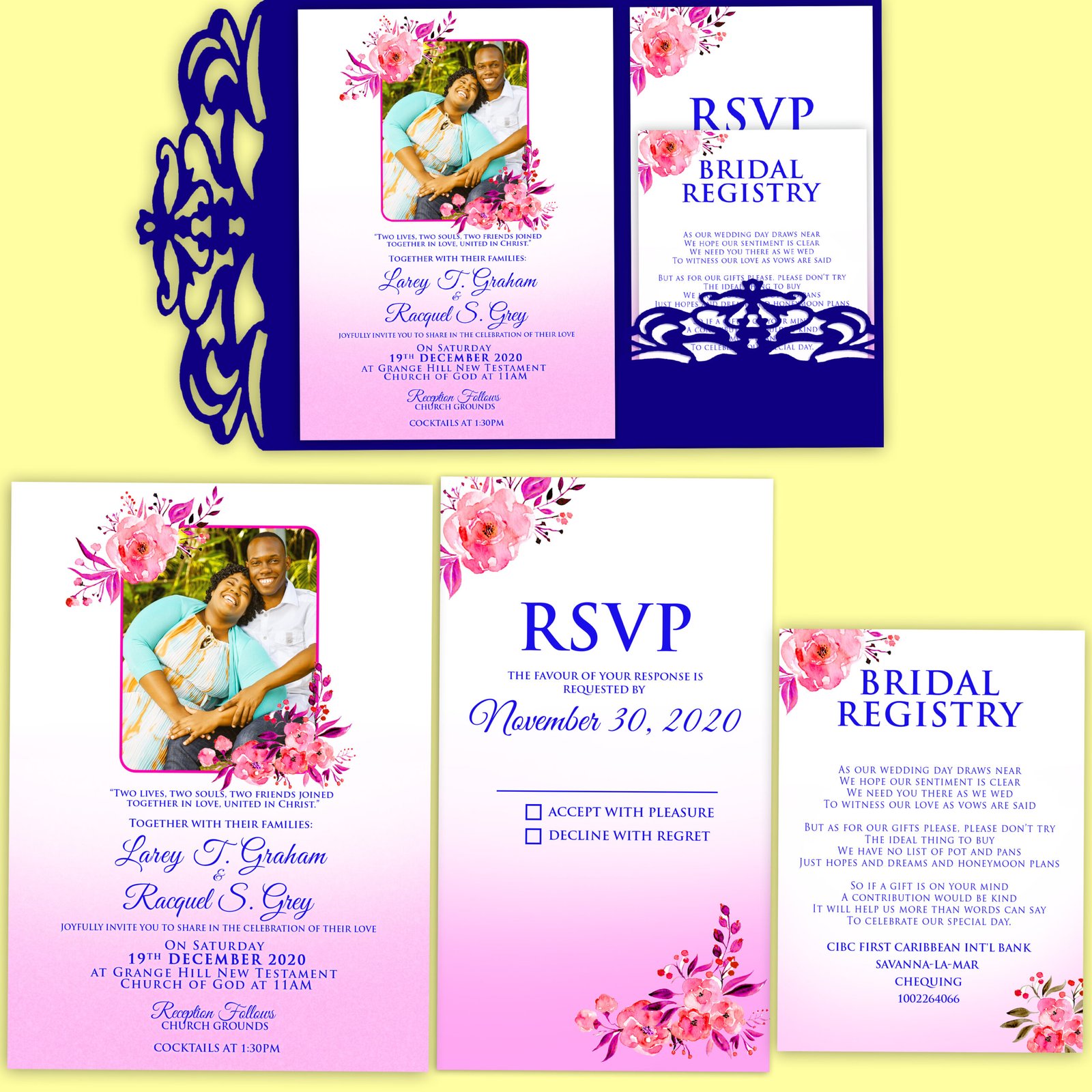 Pocket Die Cut Wedding Invitations - Stewy's Greetings